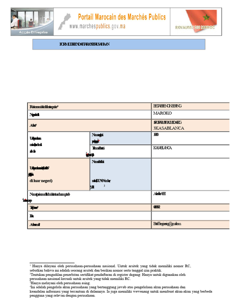PMMP Formulir Pendaftaran Perusahaan 2017 | PDF