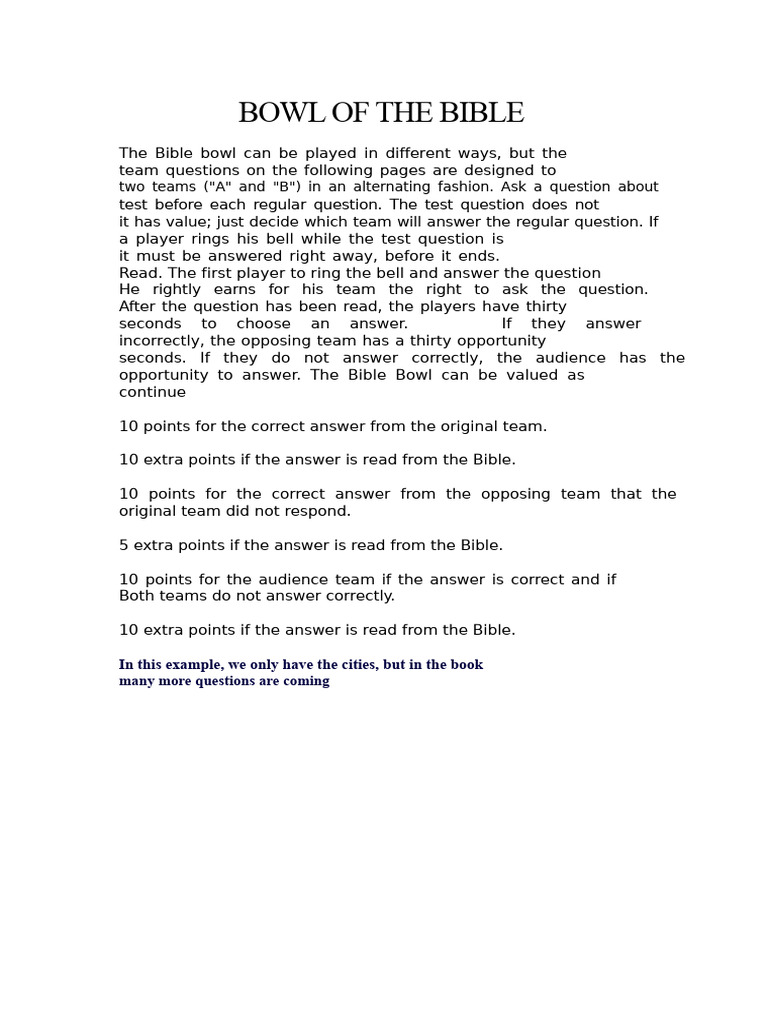 Dynamic - Bible Bowl | PDF | Books Of Kings | Question