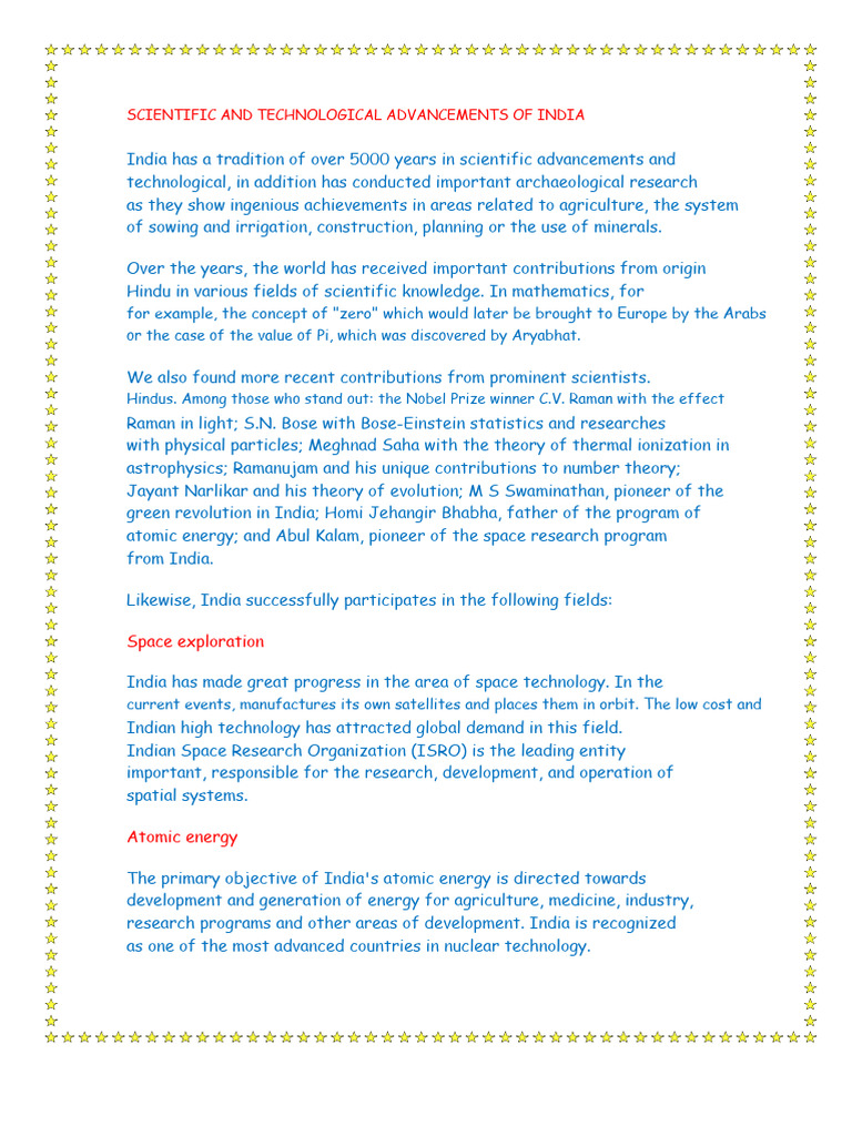 Scientific and Technological Advances of India | PDF | Science ...