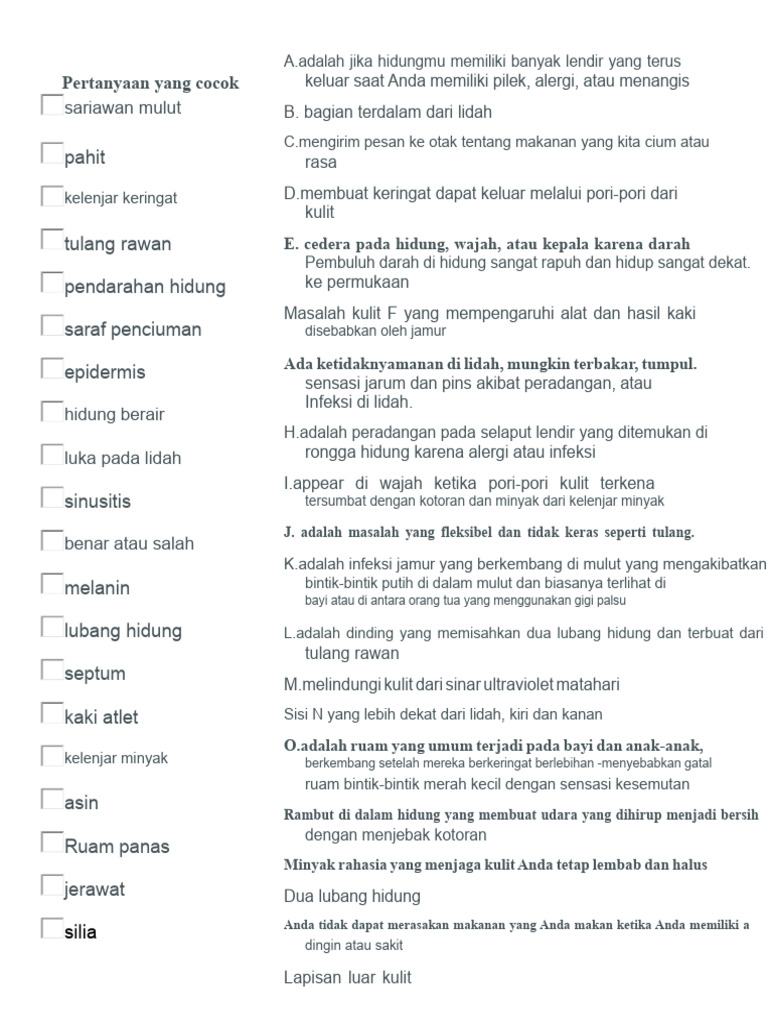 Kelas 3 Organ Indra, Hidung, Lidah, Dan Kulit | PDF