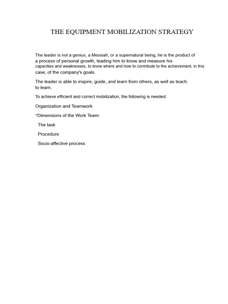 THE TEAM MOBILIZATION STRATEGY | PDF