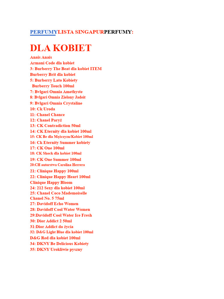 Lista Perfum | PDF