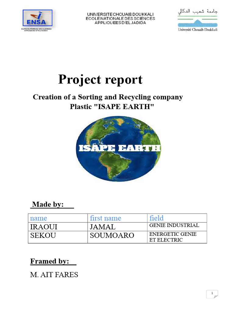ISAPE EARTH: Plastic Recycling Project Report | PDF | Internal Rate Of ...