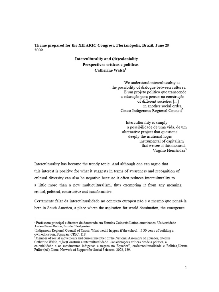 Interculturality and Decoloniality in South America | PDF ...