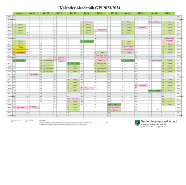 Kalender GIS 2023 2024 FA | PDF