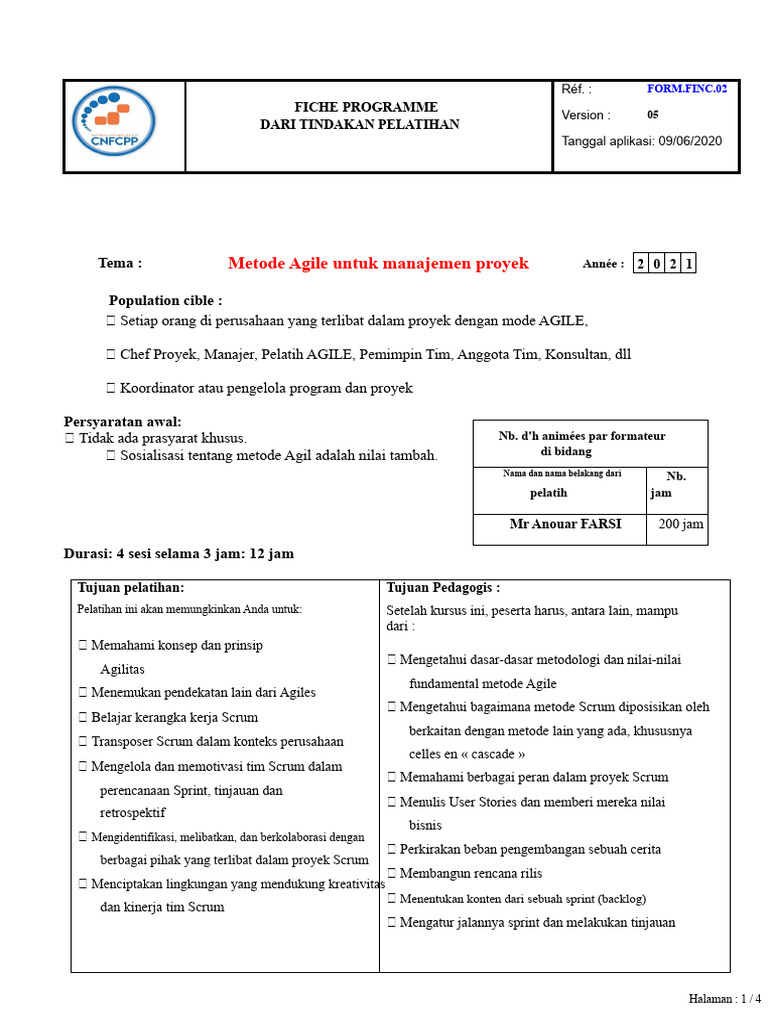 Program pelatihan Metode Agile dalam manajemen proyek | PDF