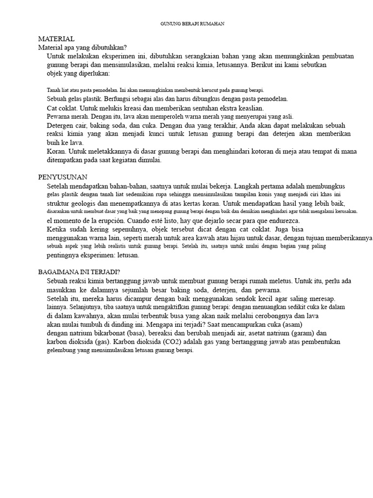 Cara Membuat Gunung Berapi Rumahannya | PDF
