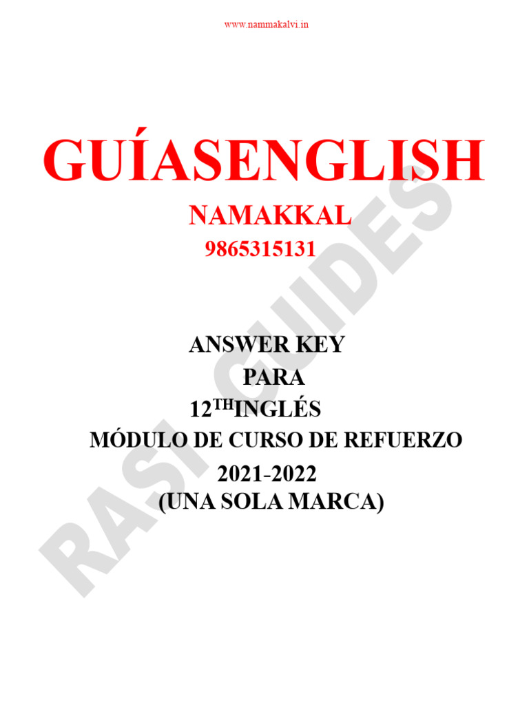 Namma Kalvi 12th English Refresher Course Module Answer Key 220233 | PDF | Verbo | Asunto ...