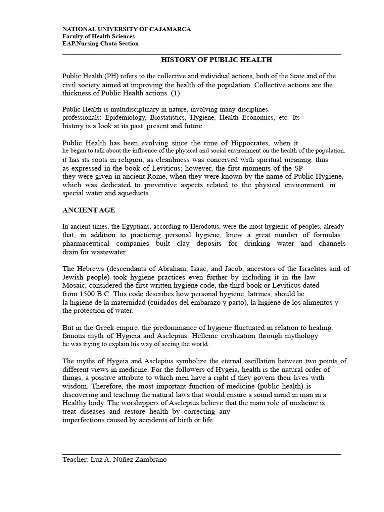 History of Public Health | PDF | Public Health