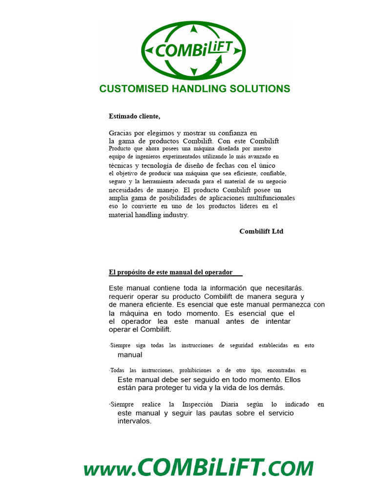 COMBILIFT C6000 14 - 26,000 Manual Del Operador y de Servicio 07 | PDF ...