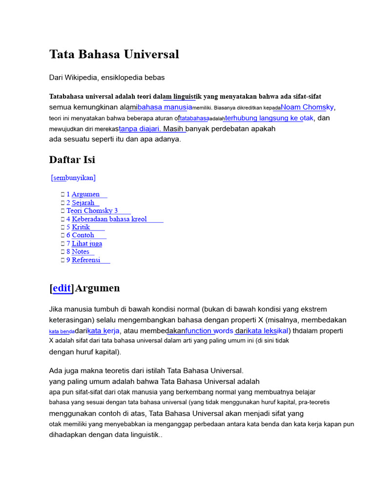 Teori Tata Bahasa Universal Chomsky | PDF