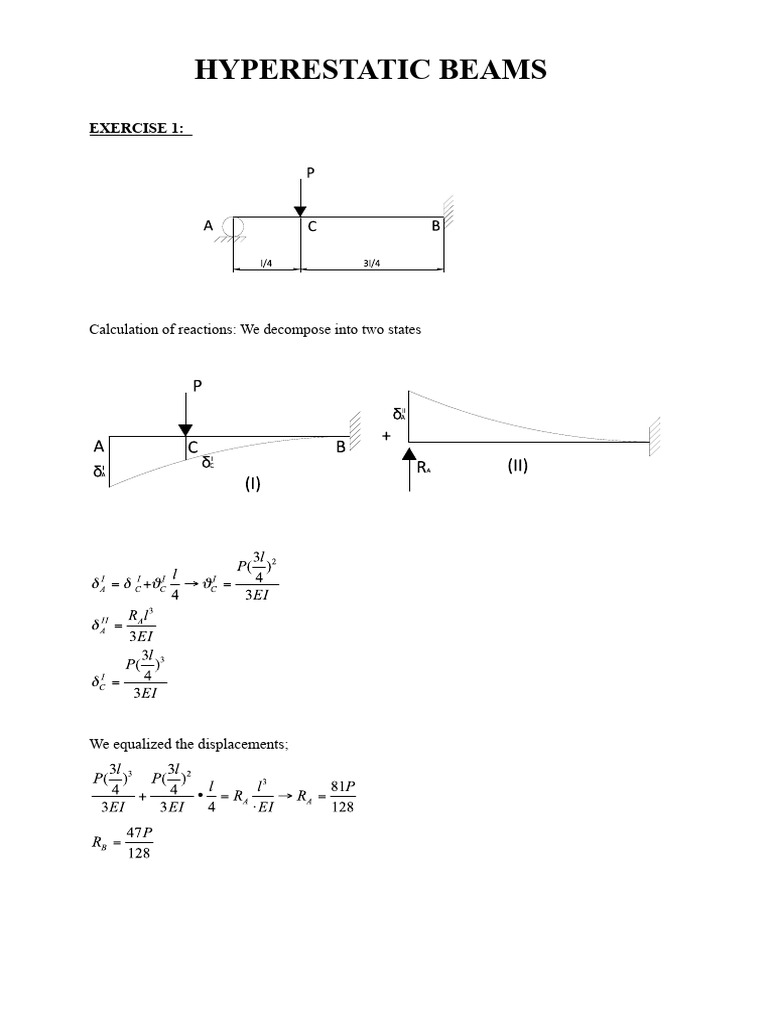 HYPERSTATIC BEAMS EXERCISES | PDF | Bending | Beam (Structure)