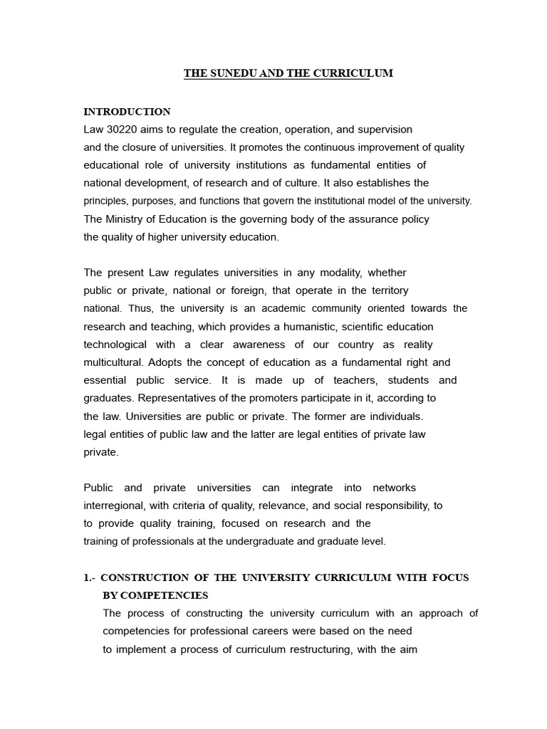 The Sunedu and The Curriculum | PDF | Curriculum | University