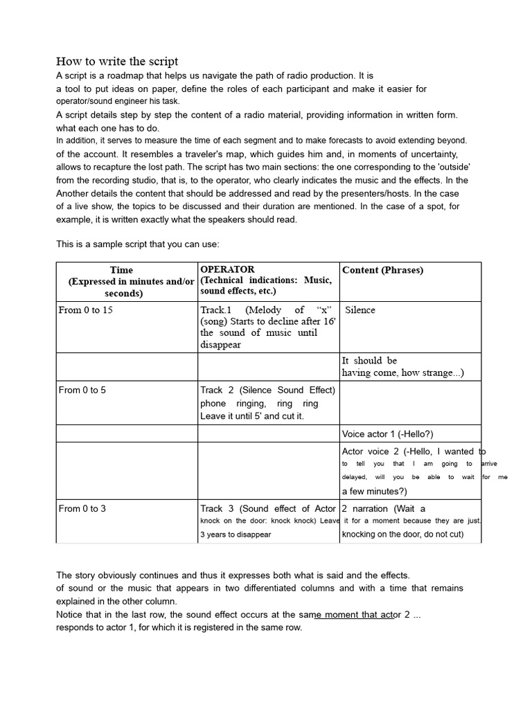 Radio Script Writing Guide | PDF | Human Communication | Communication