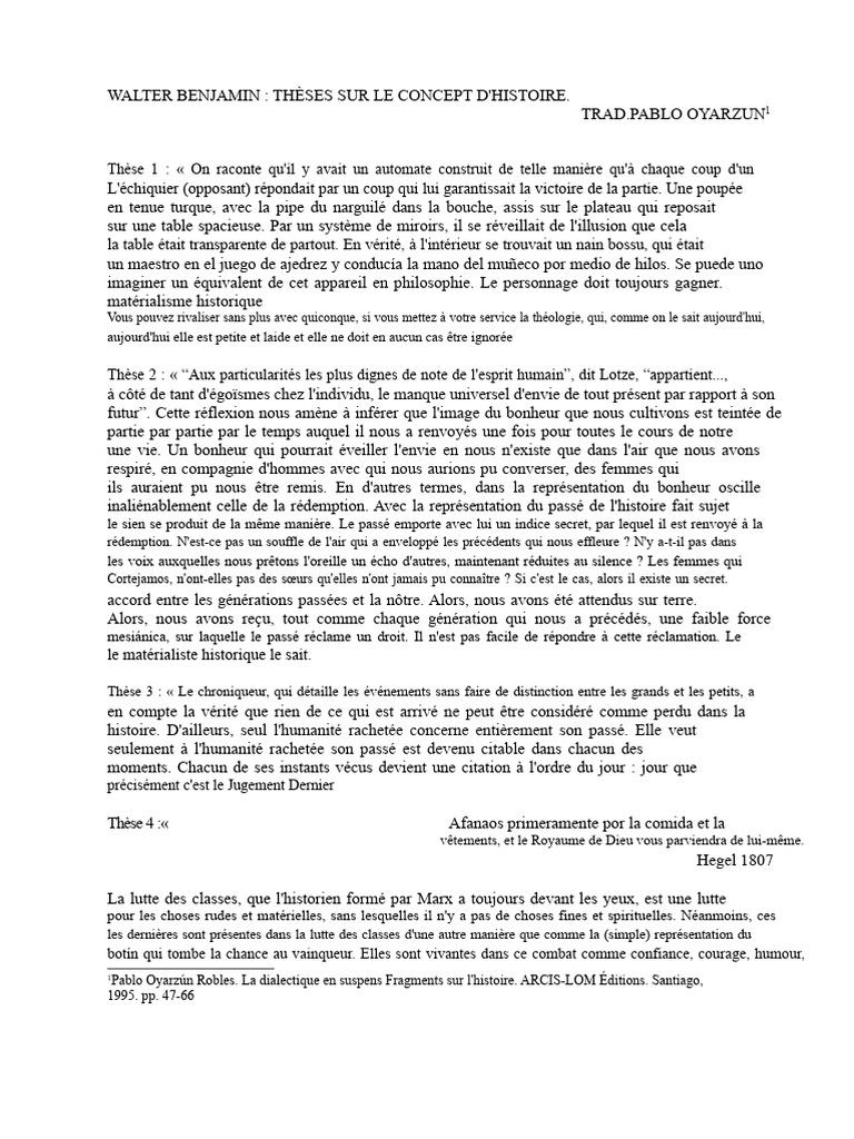 Thèses de Walter Benjamin sur l'Histoire | PDF | Révolutions | Karl Marx