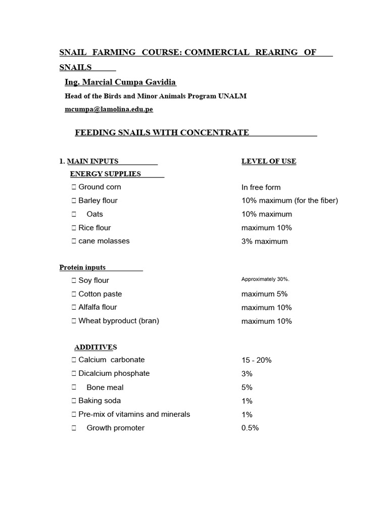 FEEDING OF SNAILS | PDF | Flour | Foods