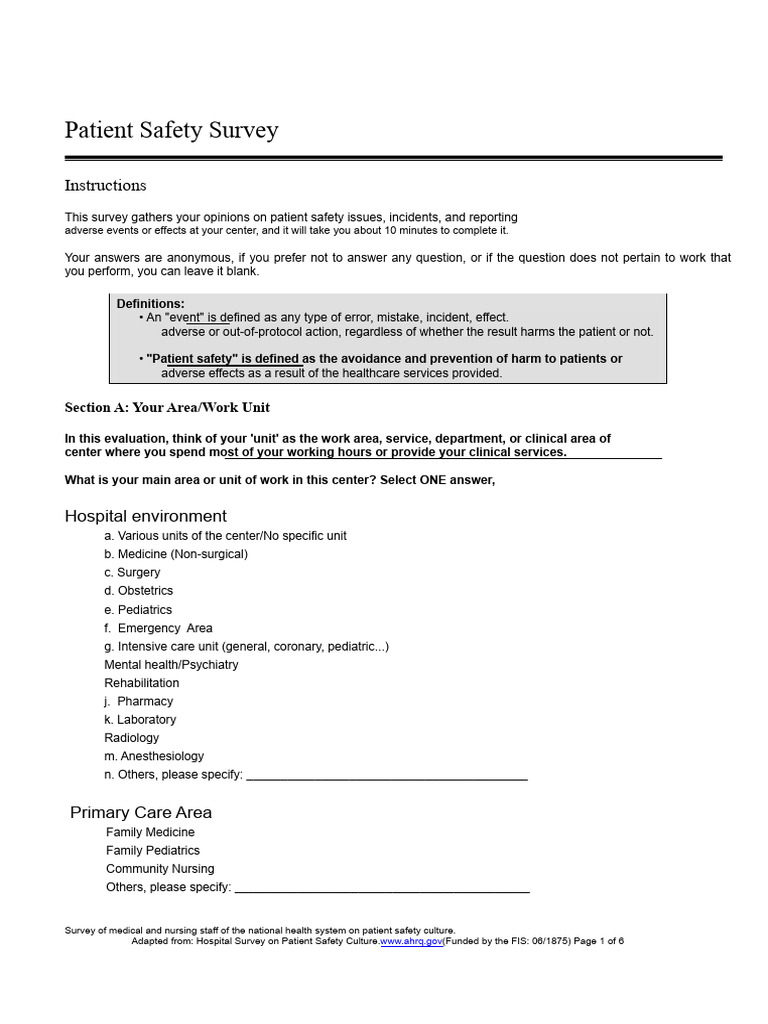 Patient Safety Culture Survey Insights | PDF | Patient Safety | Patient