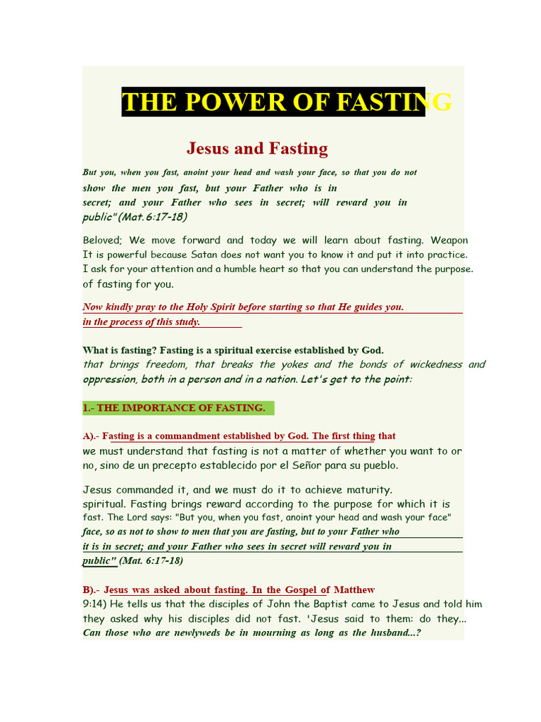 The Power of Fasting | PDF | Esther | Jesus