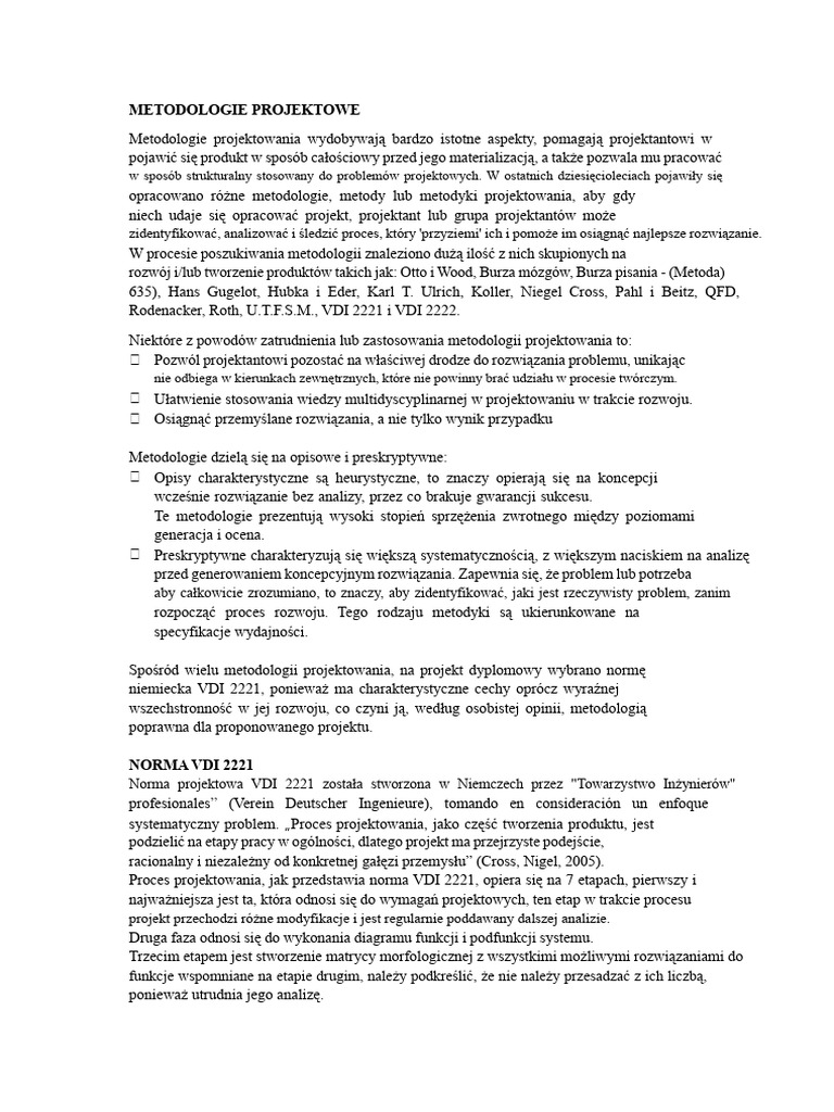 MA 03. - Metodyki Projektowania - VDI 2221-2222 | PDF