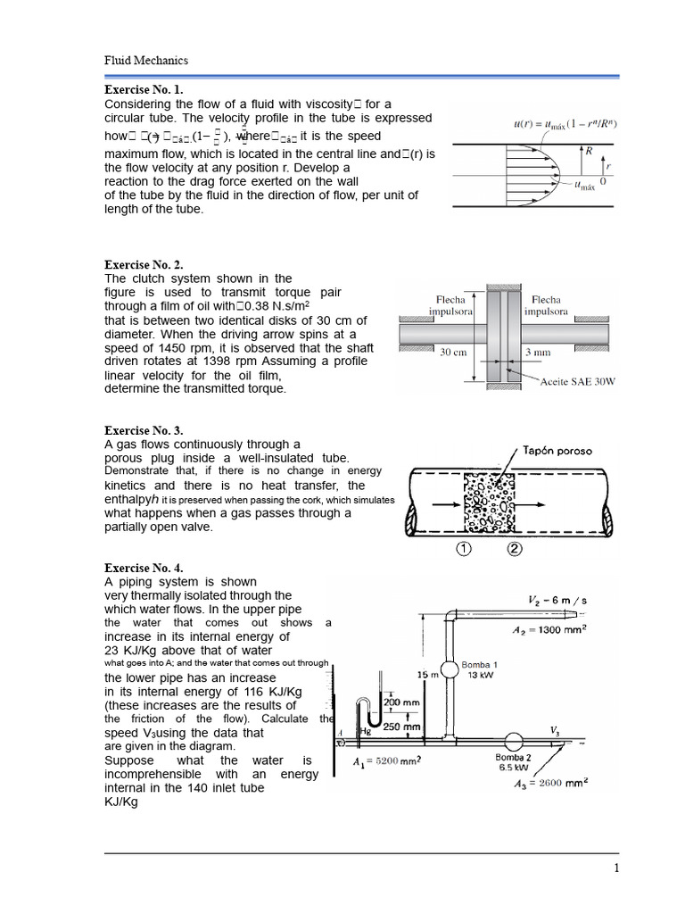 Proposed Exercises in Fluid Mechanics | PDF | Fluid Dynamics | Flow Measurement