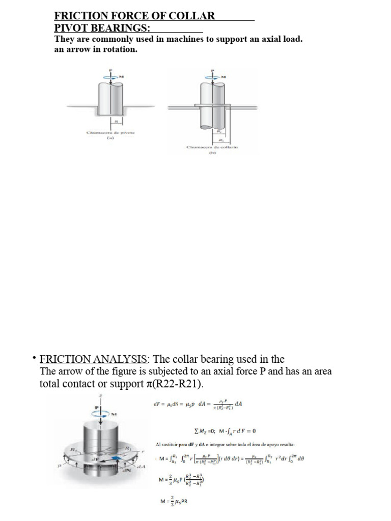 Friction Force of Collar, Bearing Bushings of Pivot | PDF