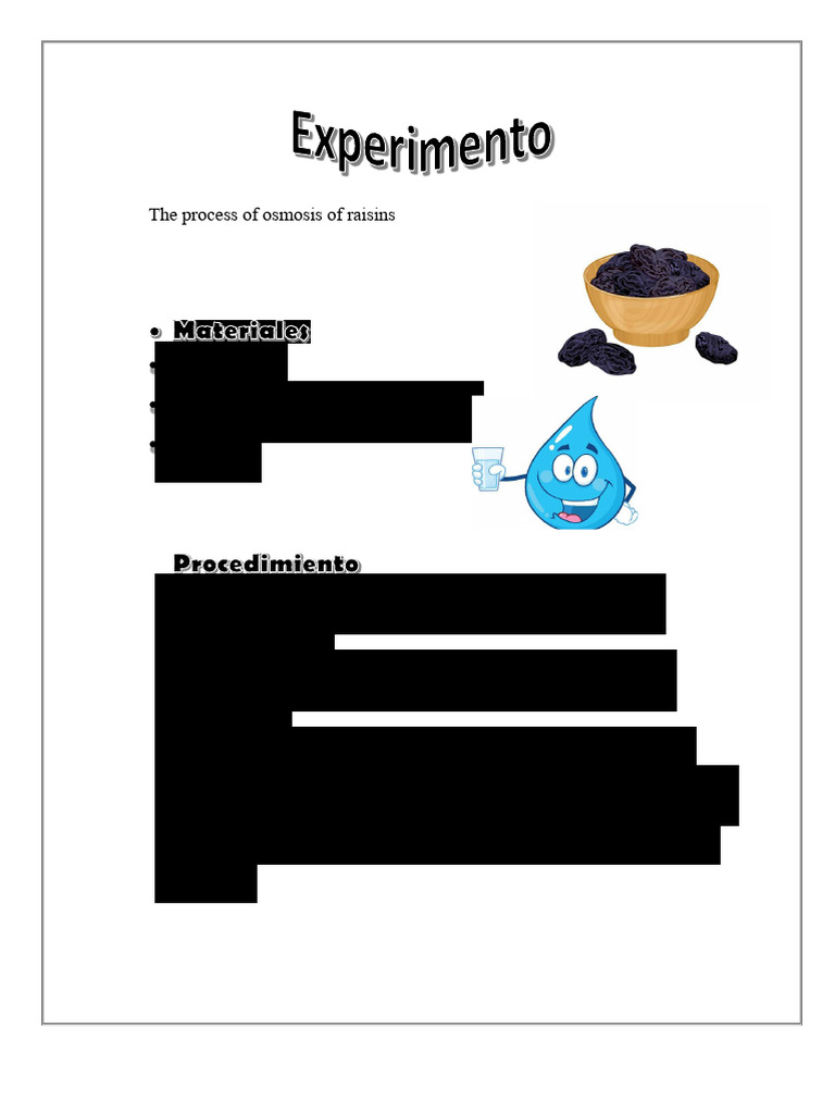Osmosis Experiment with Raisins | PDF