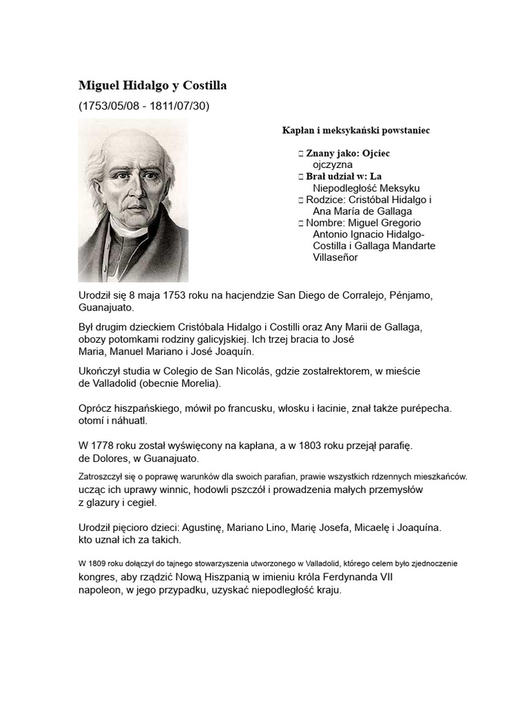 Miguel Hidalgo y Costilla | PDF