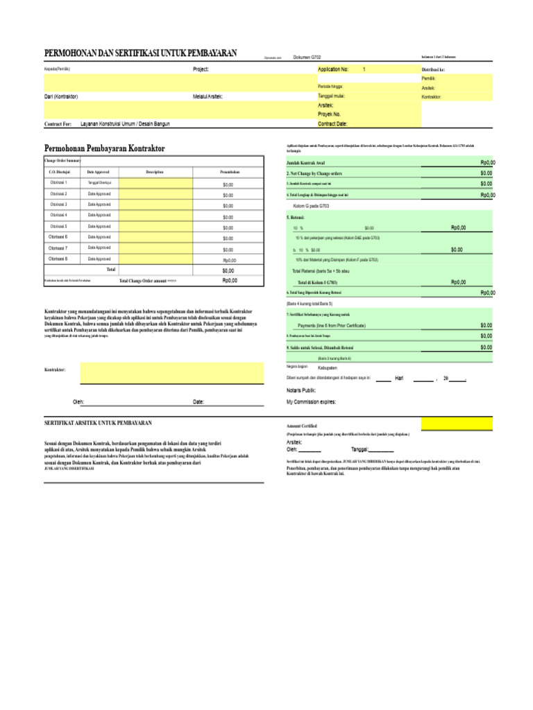 Permohonan Pembayaran AIA G702 | PDF