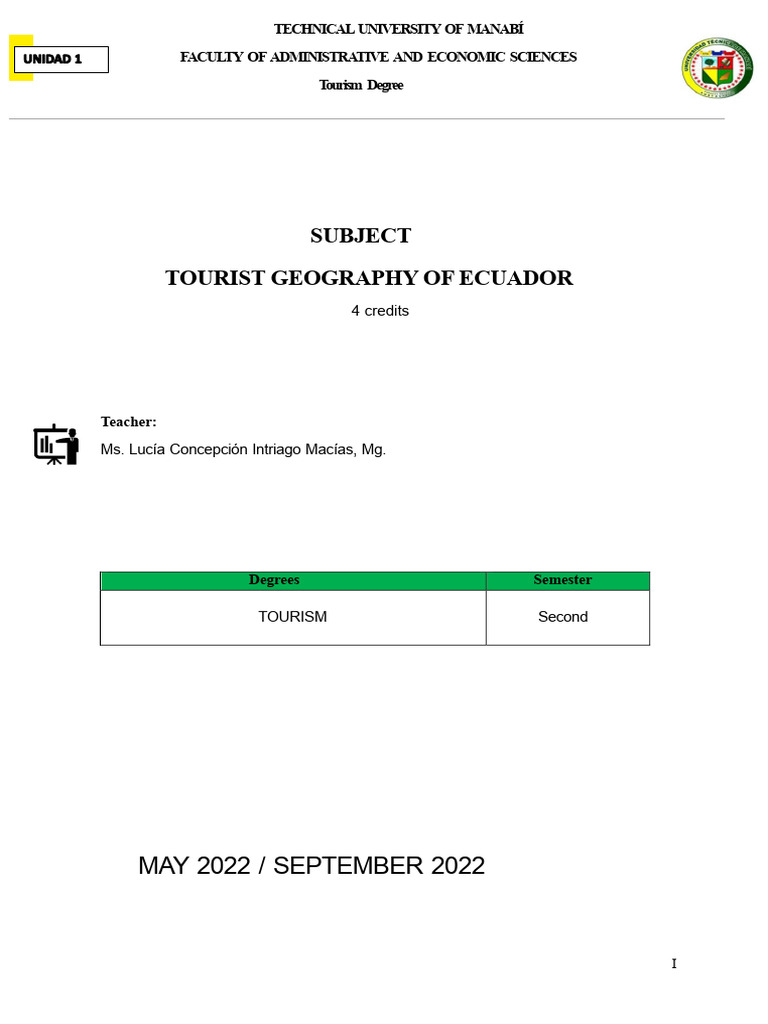 Compendium Unit 1 Tourist Geography of Ecuador Hybrid | PDF | Geography ...