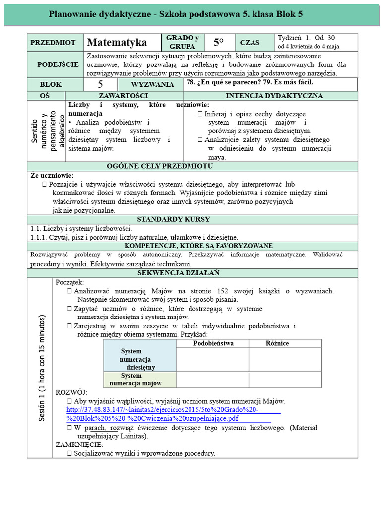 Plan 5 Klasy - Blok 5 Matematyka (2017-2018) | PDF