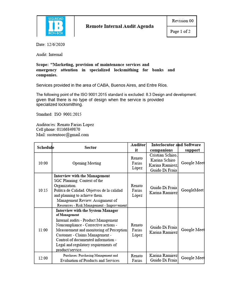 Remote Internal Audit Agenda | PDF | Internal Audit | Audit