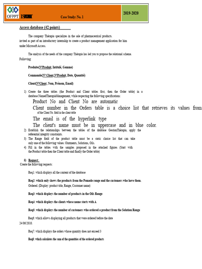 Case study No. 1 | PDF | Databases | Microsoft Access