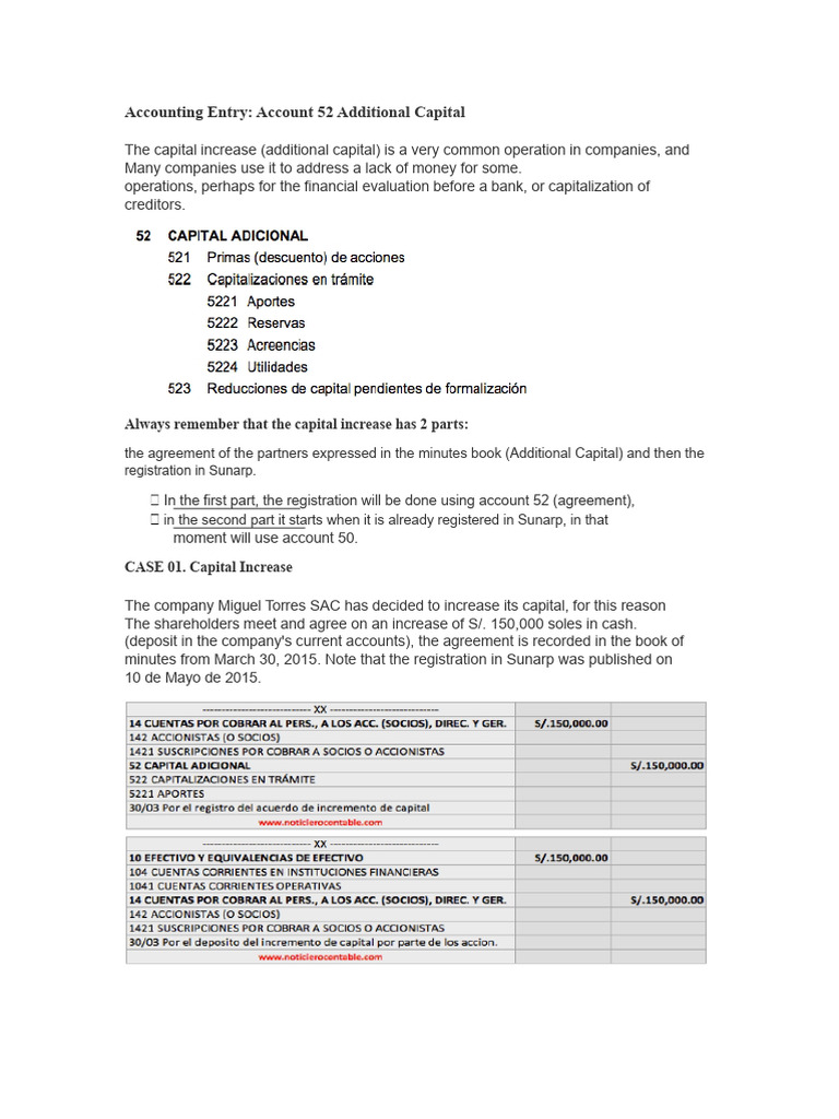Accounting Entry for Capital Increase.docx | PDF