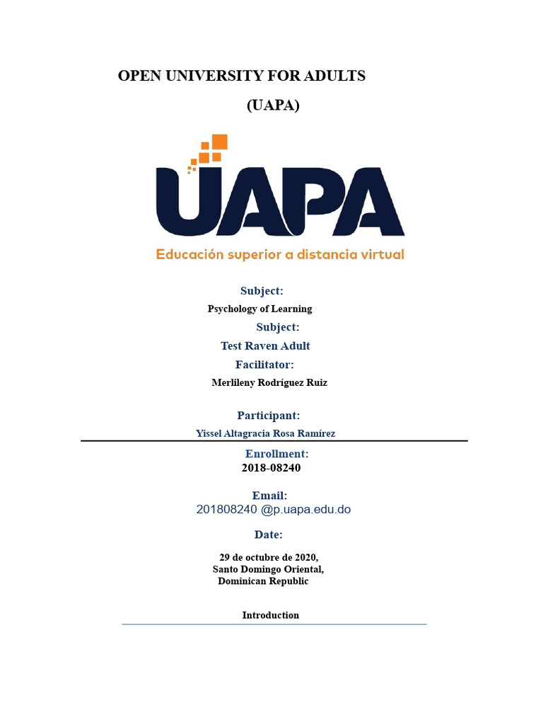 Task #3 of The Raven Adult Intelligence Assessment | PDF | Matrix ...