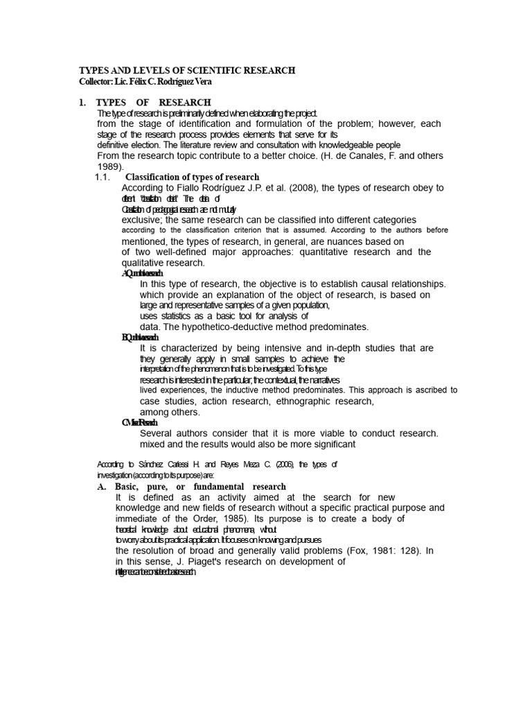 TYPES AND LEVELS OF SCIENTIFIC RESEARCH | PDF | Experiment | Causality