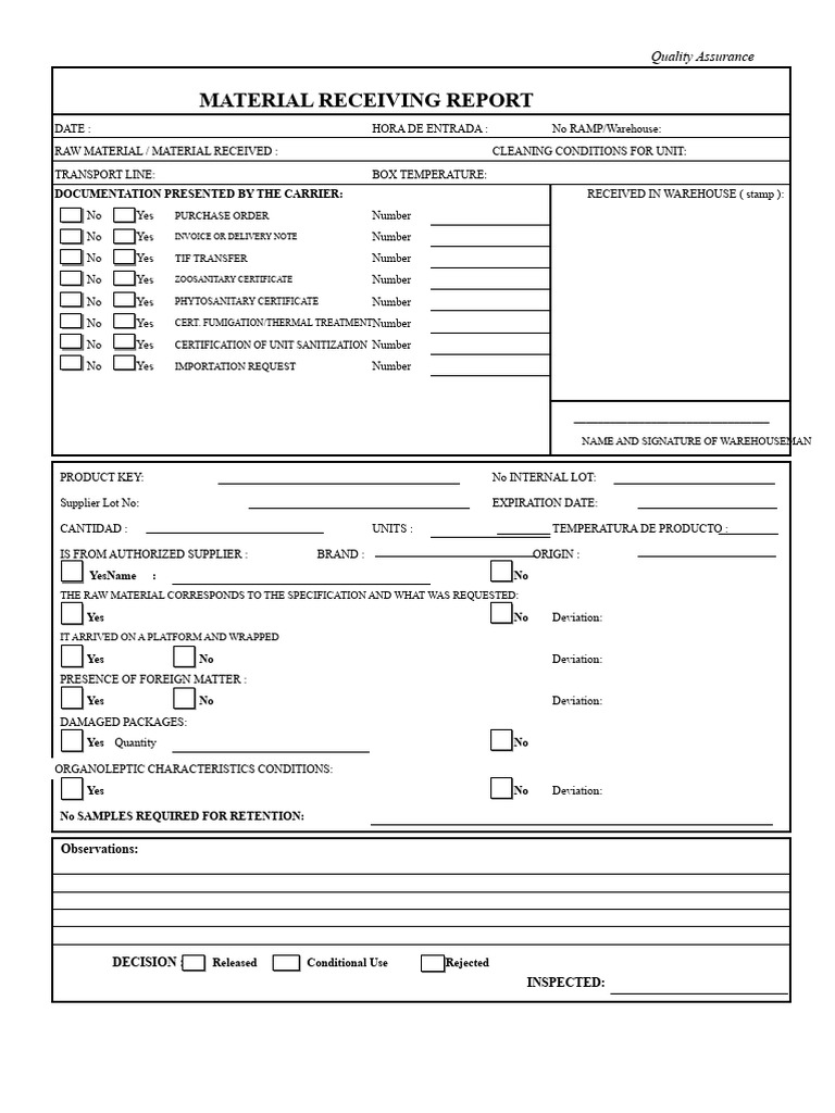 Materials Receipt Report-1 | PDF