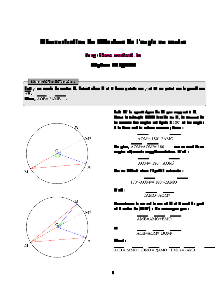 Demonstration of The Theorem of The Angle at The Center | PDF