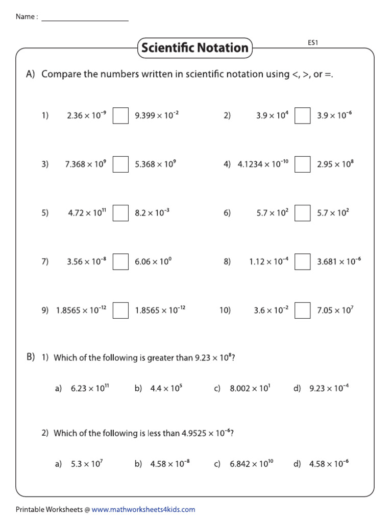 Scientific Notations Compare Easy All (1) | PDF