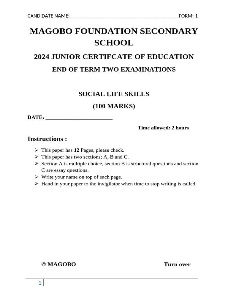 Jambo Social Life Skills Form 1 | PDF | Harassment | Sexual Harassment