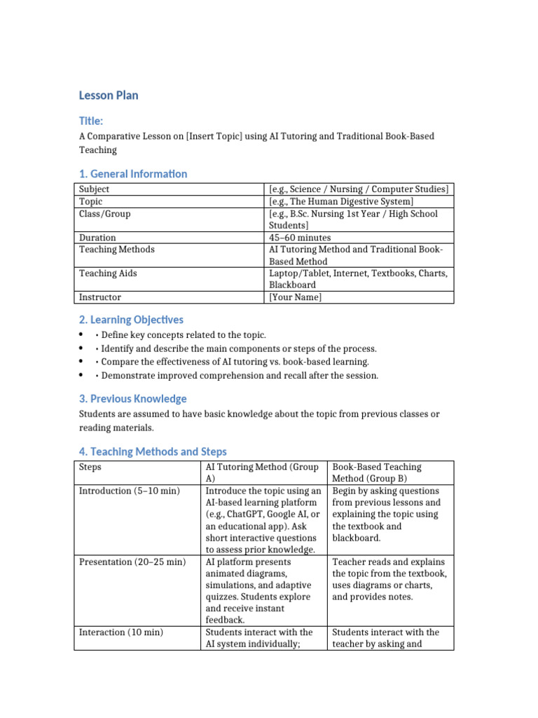 AI vs. Book Learning: Lesson Plan | PDF | Artificial Intelligence ...