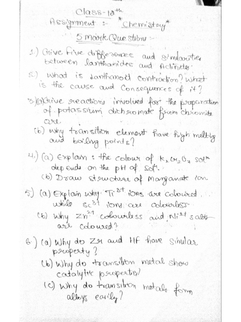 5 Mark (Chemistry Booklet) | PDF