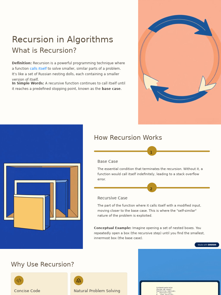 Recursion in Algorithms | PDF | Computing | Algorithms And Data Structures
