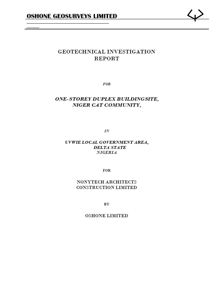Geotechnical Report for Niger Cat Site | PDF | Geotechnical Engineering ...