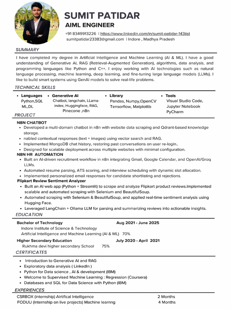 Sumit Patidar Gen Ai Engineer | PDF