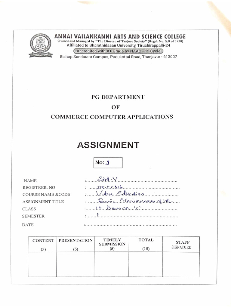 Value Education Assignment 2 | PDF