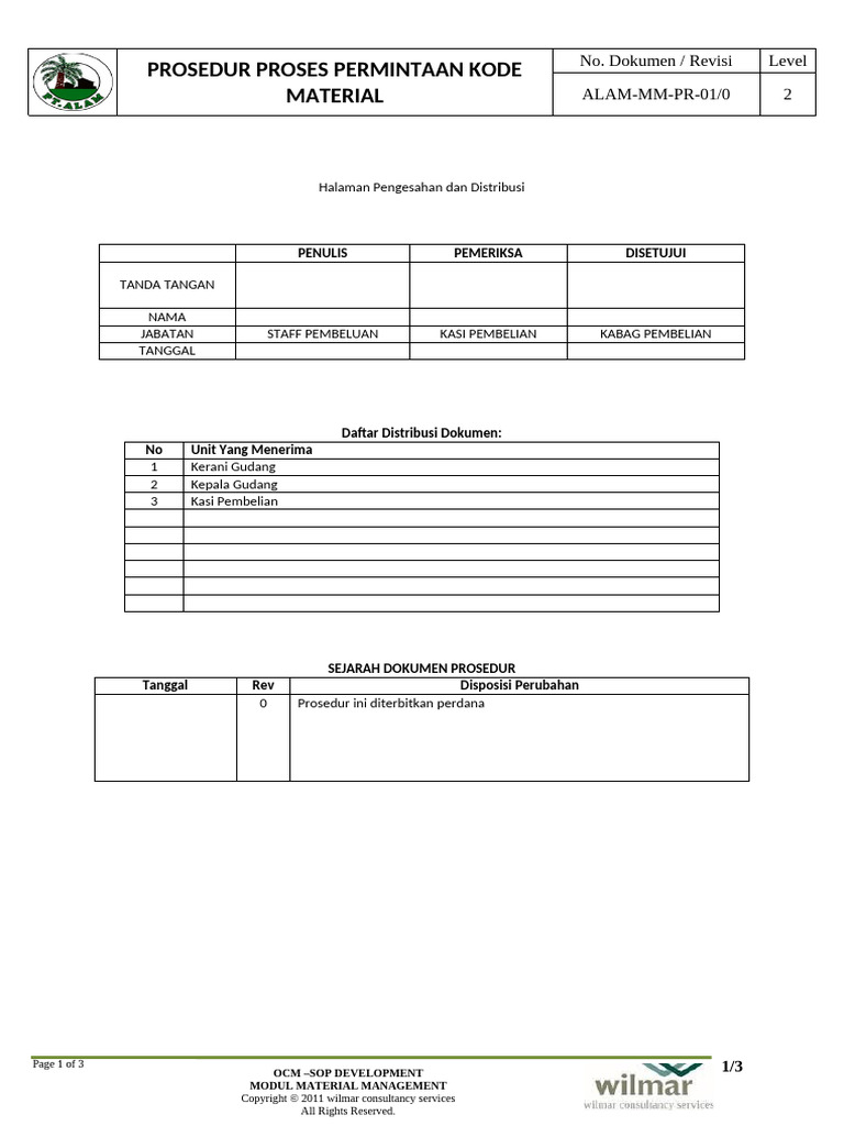 PR-01 Proses Permintaan Kode Material | PDF