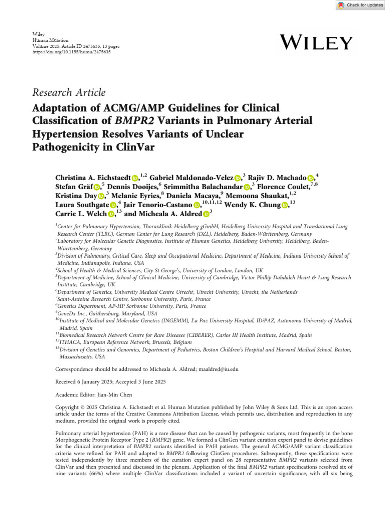 Human Mutation - 2025 - Eichstaedt - Adaptation of ACMG AMP Guidelines ...
