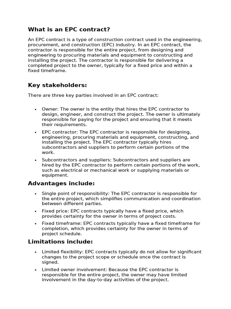 What Is An EPC Contract COPIED | PDF | Insurance | Project Finance