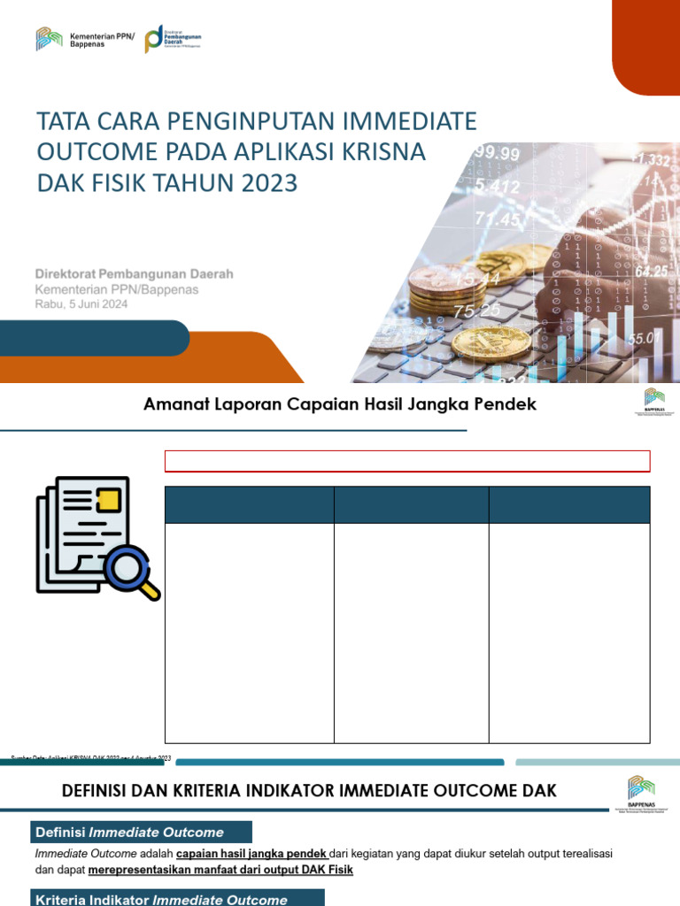 Panduan Input Immediate Outcome DAK 2023 | PDF