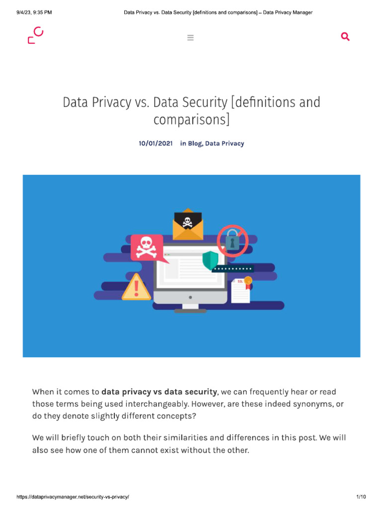 Data Privacy vs. Data Security | PDF
